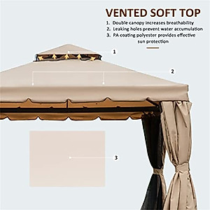 ADUH 10' X 10' Two-Tier Outdoor Event Canopy Sunshade Gazebo Tent with Mesh Sidewalls