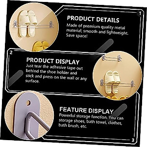 WATIIFUFU 1pc Shoe Storage Rack Adhesive Shoe Organizer Bathroom Towel Rod Wall Mounted Shoe Rack Towel Holder Wall Shoe Rack Organizer Towel Racks Wall-Mounted Carbon Steel Sandal Rack