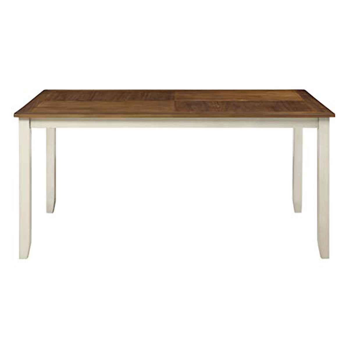 OSP Home Furnishings West Lake Dining Table Set, 7-Piece, Antique Tobacco Finish Top and Cream Base with Linen Fabric