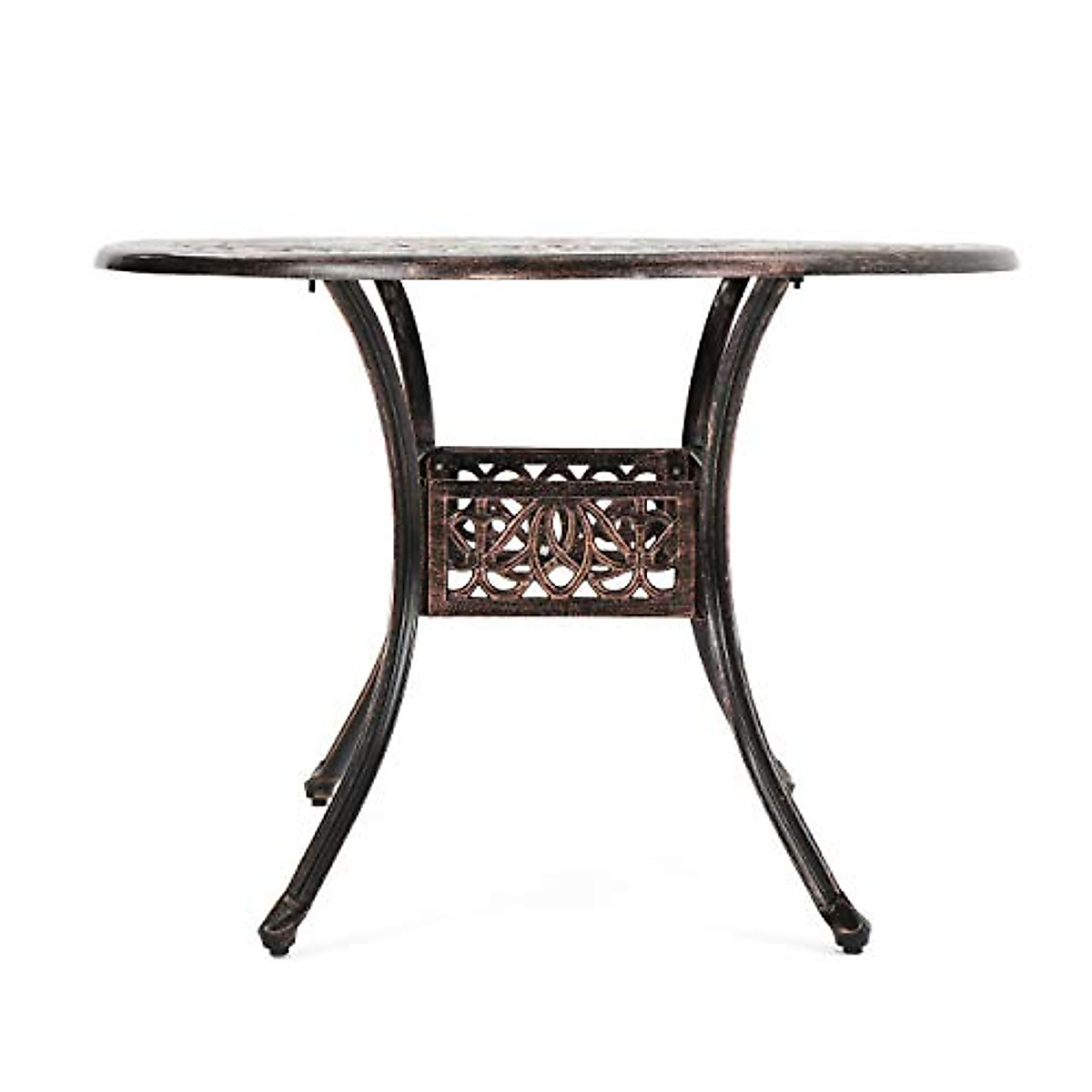 Christopher Knight Home Tucson Cast Aluminum Dining Table, Shiny Copper
