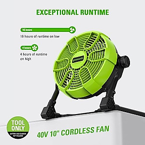Greenworks 40V 10" (5-Speed) Fan (785 CFM), Hybrid (AC / DC), Battery Not Included