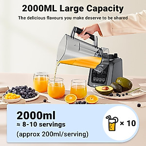 Amzchef 1200W Blenders for Kitchen, 4 Preset Menus for Shakes and Smoothies, Puree, Crush Ice & Hearty Soups with Infinitely Variable Speed & Pulse, 68 oz. Pitcher - Black