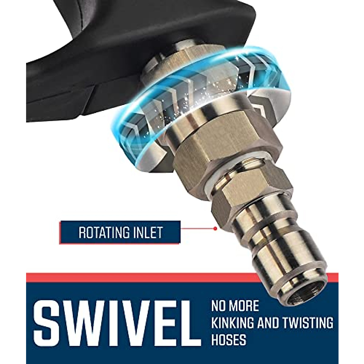 McKillans Short Pressure Washer Gun with Swivel - High Pressure Water Handle with 3/8" Male Plug and 1/4” Quick Connector Coupler - Power Washer Gun Compatible with Foam Cannon - Car Wash Foam Gun