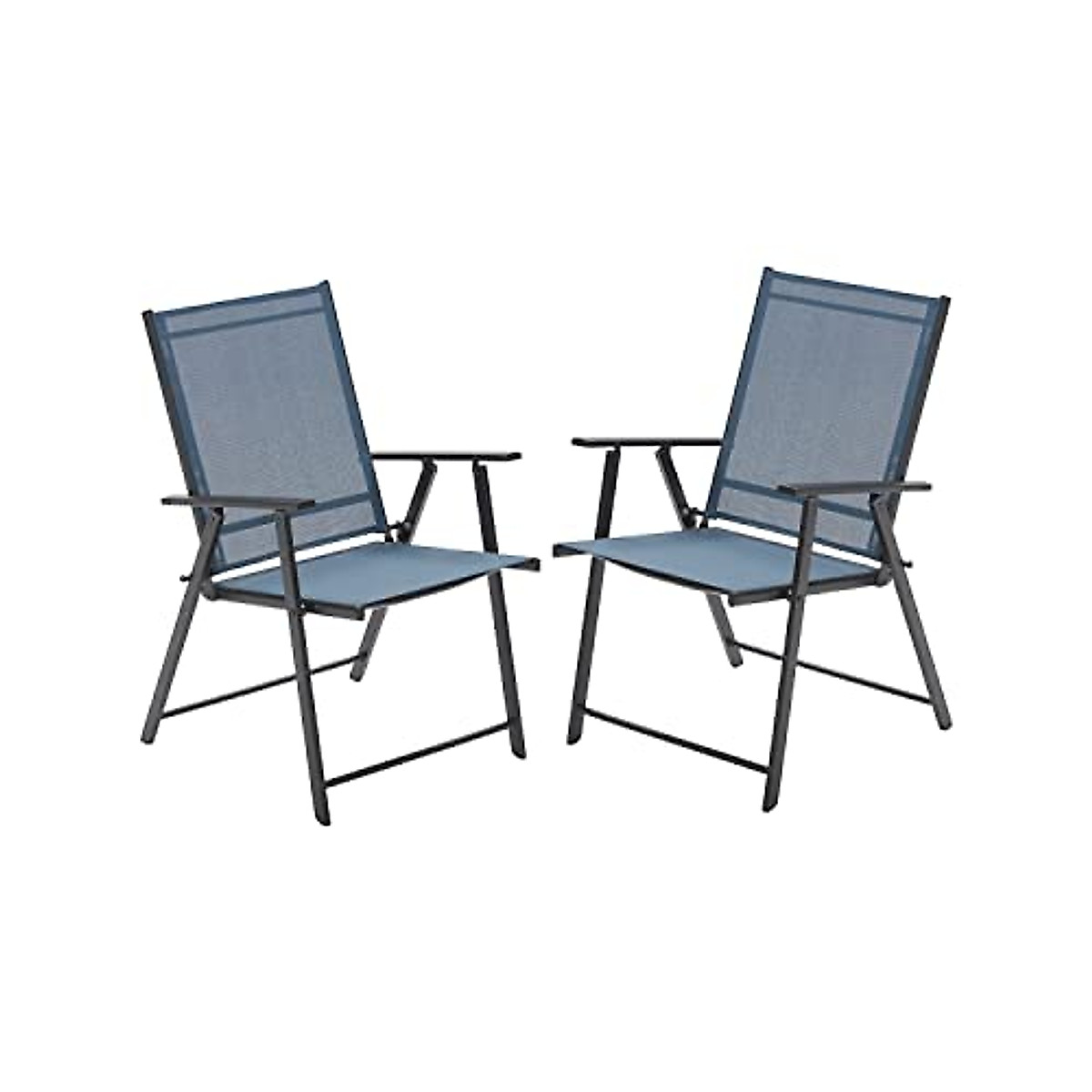 VICLLAX Patio Folding Chairs Set of 2, Outdoor Portable Dining Chairs for Lawn Garden Deck Backyard Porch, Dark Blue