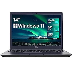 14'' Laptop Computer, Quad-Core Intel Celeron N4120 Processors, 8GB RAM, 128GB SSD, Intel UHD Graphics 600 Windows 11 Laptops Computers, Ultra Slim, Long Battery Life, 2.4G/5G WiFi, BT 4.2, HDMI
