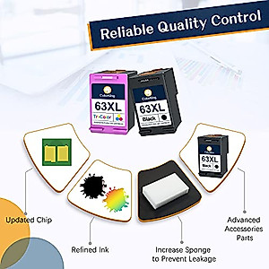 Colorking Remanufactured Replacement for HP Ink 63 HP 63XL Ink Cartridge Combo Pack for OfficeJet 3830 4650 4655 Envy 4520 4512 DeskJet 1112 2132 3630 Printer HP63 High Yield (1 Black, 1 Tri-Color)