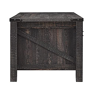 OKD 48-Inch Coffee Table Wood Cocktail Table Farmhouse Modern Center Rectangular Tables, with Sliding Barn Doors and Storage Cabinets Shelves, for Living Meeting Room, Dark Rustic Oak