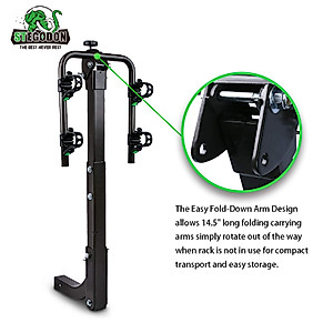 STEGODON 2 Bike Hitch Rack 2'' Hitch Receiver Heavy Duty Bicycle Carrier Racks Hitch Mount Double Foldable Rack for Cars, Trucks, SUV，Hatchback RV，Tow Hitch and Minivans