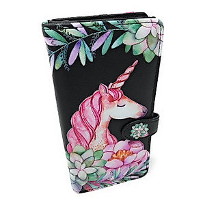 Shag Wear Unicorn Large Animal Wallet for Women or Teen Vegan Faux Leather 7" Black