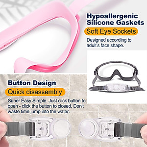 LOEO Swim Goggles, Adult 2 Pack-Wide View Swimming Goggles for Men Women Youth Teens, UV Protection Swim Goggles