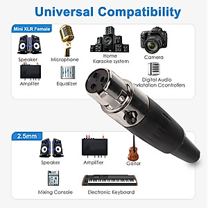 XMSJSIY 3Pin Mini XLR Connector TA4F Adapter Female Plug Mic Microphone Audio Connector,Mini XLR Cable Ends Replacement F-Plug Audio Socket-4PCS (3Pin Mini XLR Female)