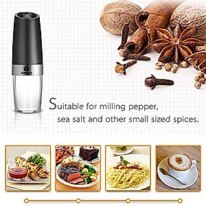 Gravity Electric Salt or Pepper Mill with Adjustable Coarseness, Automatic Pepper and Salt Mill Battery Powered with Blue LED Light,One Hand Operated by aLBeDo