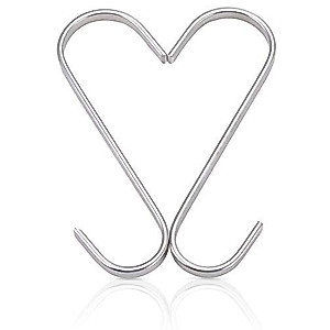 Pro Chef Kitchen Tools Flat Hanging Hooks - Pot Racks S Hook 10 Pack Set - Hang Display Jewelry - Metal Utility Hooks for Outdoor Storage Organization - Butcher Meat Hangers for Bacon Sausage Smokers