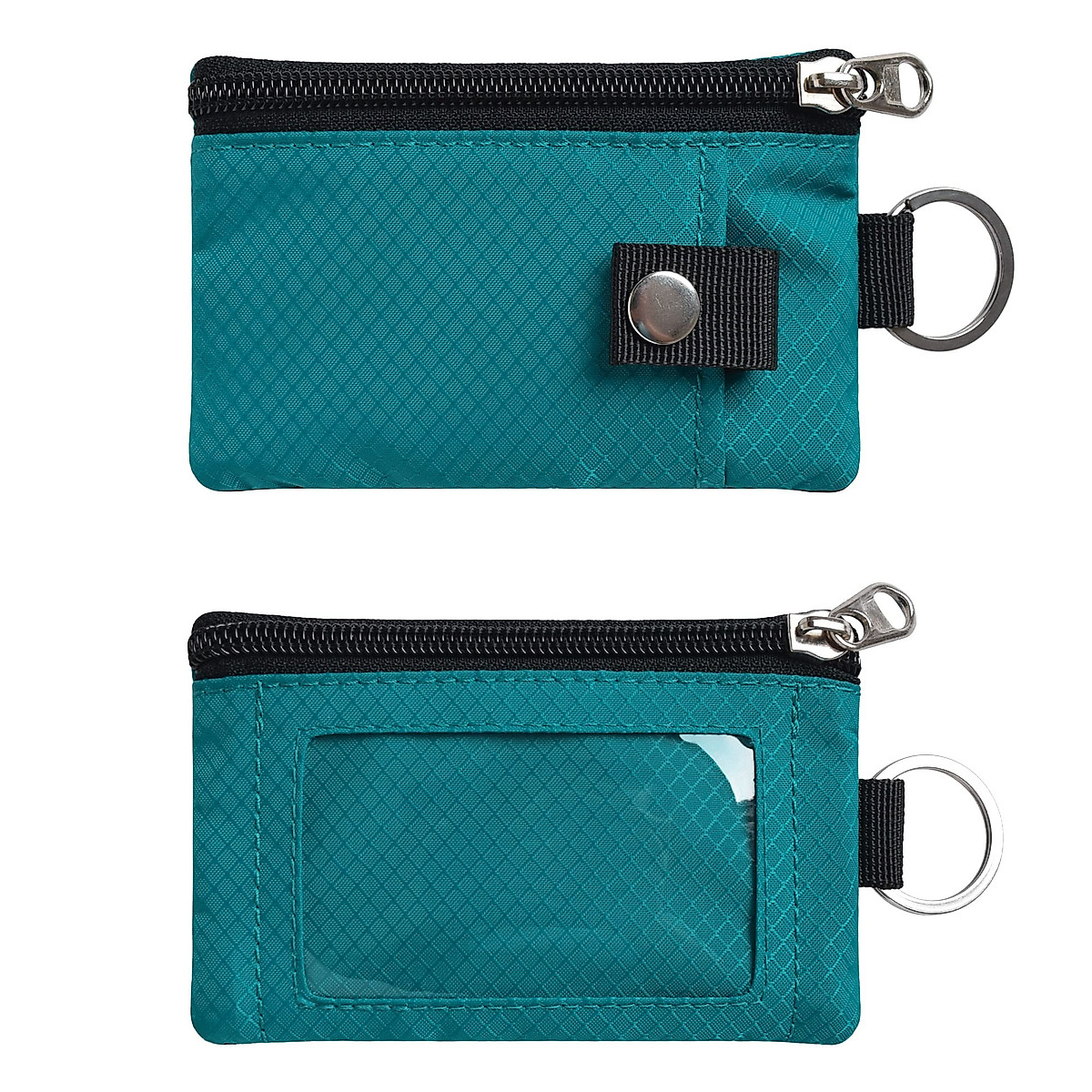 CHENSPRX Minimalist RFID Blocking Small Wallet with ID Window,WaterResistant Zip Id Case Wallet with Lanyard Keychain for Cards,Cash,Travel,Women,Men (Turquoise)