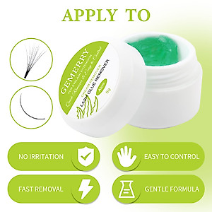 GEMERRY Lash Glue Remover 5g Cream Eyelash Glue Remover Gentle Formula Cream Remover for Sensitive Skin Fast Disslove Lash Remover for Lash Extensions(Aloe)