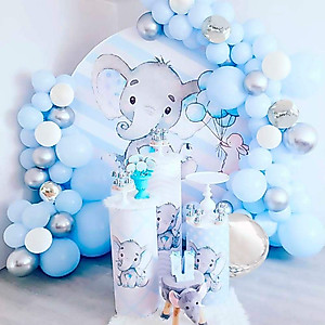 141 PCS Balloons Garland Set,Blue Silver Balloon Decorative Garland Kit Macaron Metal Balloon Arch for Bridal Shower Baby Shower Party Birthday Party Decoration(Blue)