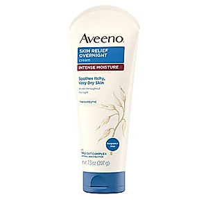 Aveeno Skin Relief Overnight Intense Moisture Cream with Triple Oat Complex & Natural Shea Butter, Therapeutic Dimethicone Skin Protectant for Dry Itchy Skin Relief, Fragrance- & Steroid-Free, 7.3 oz