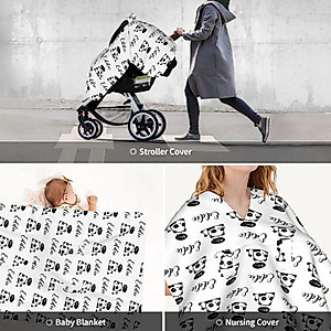 Personalized Baby Car Seats Canopy for Babies with Name, Custom Multi-use Covers for Baby Boys Girls, Cute Little Panda Minky Nursing Breastfeeding Stroller Cover Canopies for Newborn Infant