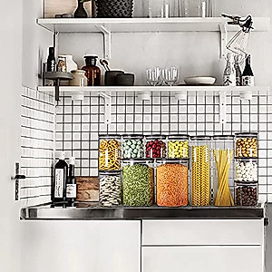 Urban Green Glass Jars with Black Lids, Glass food storage sets with airtight black lids, Glass Canisters Sets with Bamboo Lids, Glass Storage Containers with Bamboo Lids (6 Sets of 20oz)