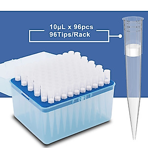 ONiLAB Scientific Universal 1000ul Pipettor Tips Lab Transparent Liquid Pipettor Tips with Box Non-pyrogenic DNAse/RNAse Free Autoclavable 1 Rack 96 Tips (1000ul, 96)
