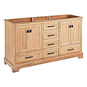 Signature Hardware 953664-60-RUMB-0 Quen 60" Free Standing Double Basin Vanity Set with Cabinet, Vanity Top, and Undermount Sink - No Faucet Holes