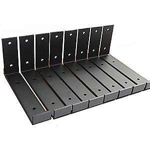 8 Pack - 7.25"L x 4"H x 1.5"W 5mm Thick Black Hook Brackets, Hook Iron Shelf Brackets, J Bracket, Metal Shelf Bracket, Industrial Shelf Bracket, Modern Shelf Bracket Shelf Supports with Screws