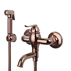 NBAAYIK Wall Mounted Bathroom Toilet Bidet Mixer Spray Kit Ancient Brown Handheld Bidet Sprayer Toilet Bathroom Douche Single Handle Spray Set Bidet Faucet Bathroom Bidet Shower-A