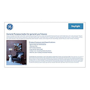 GE Classic A19 Daylight 60-Watt EQ Dimmable LED Light Fixture Light Bulbs (8-Pack)