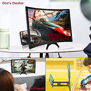 Newseego 12 Inches Phone Screen Magnifier, 3D HD Movie Screen Magnifying with Curved Surface Design Movies Videos Amplifier Foldable Phone Stand Screen Amplifier for All Smartphone - Black