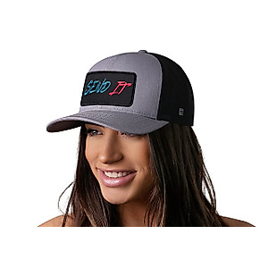 HAKA Trucker Hat – Send it Hat, Mesh Outdoor Hat for Men & Women, Adjustable Snapback Baseball Cap, Golf Hat (Gray/Black)