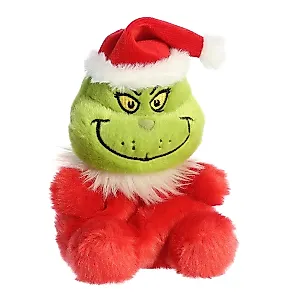 Aurora® Whimsical Dr. Seuss™ Santa Grinch Palm Pals™ Stuffed Animal - Magical Storytelling - Officially Licensed - Red 5 Inches