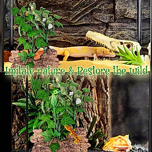 Hamiledyi Reptile Climbing Branch Leaves with Suction Cups Terrarium Plant Decoration Tank Accessories for Amphibian Lizard Bearded Dragons Gecko Snake