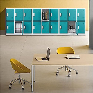 WTRAVEL Locker Steel Storage Cabinet, 2 Tiers 6 Doors Storage Locker for Gym School Office Metal Lockers for Employees with Keys (2 Tiers / 6 Doors Sky-Blue)