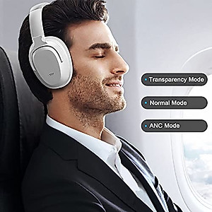 Eonome-Active-Noise-Cancelling-Headphones - S3 ANC Headphones - Hybrid Wireless Over-Ear Bluetooth Headphones with Mic,Multiple Modes,40H Playtime,Comfortable Protein Earcups(White)