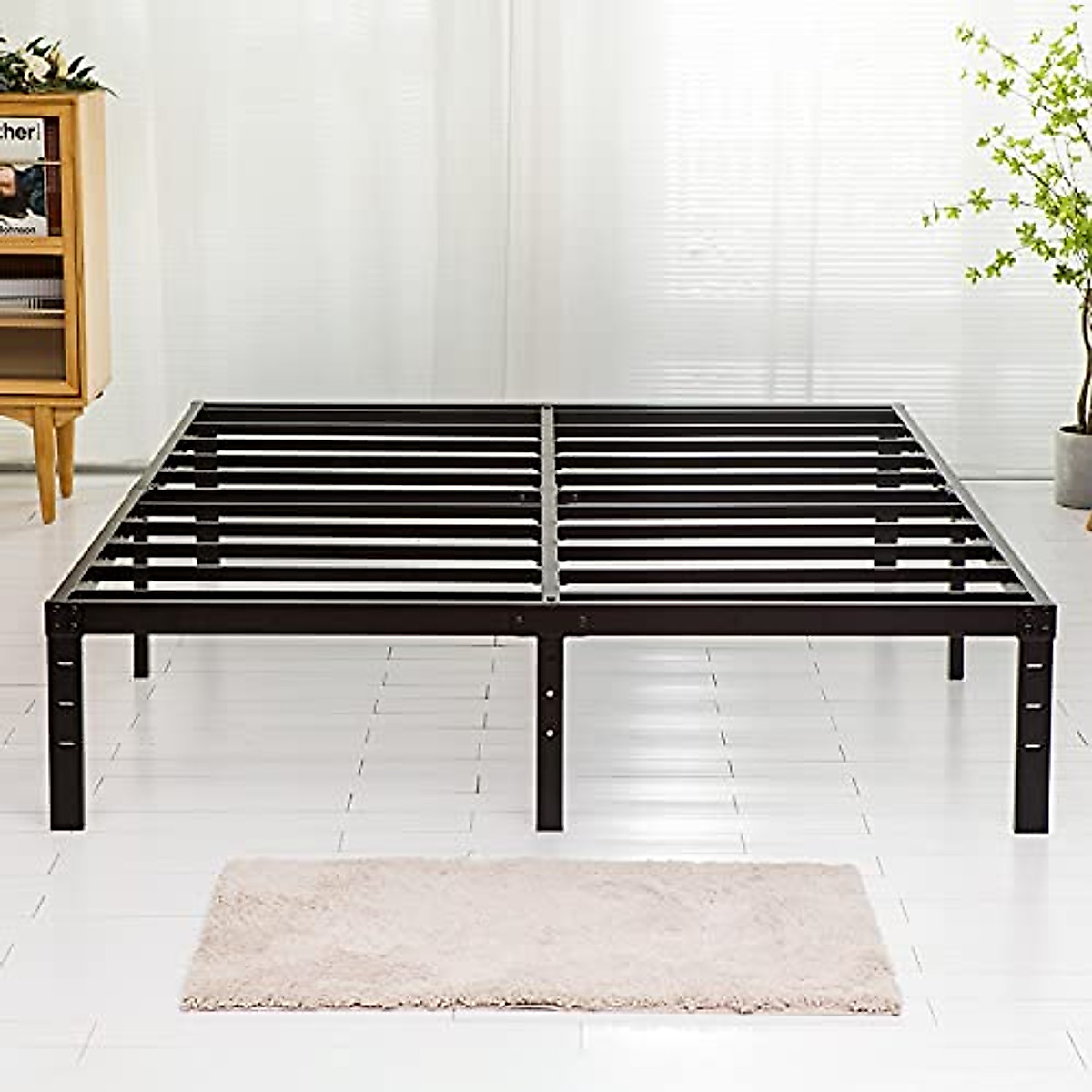 Wulanos California King Size Bed Frame with Steel Slats Support, Sturdy and Durable, 14 Inch High 3500lbs Heavy Duty Metal Platform Frames, No Box Spring Needed, Noise-Free