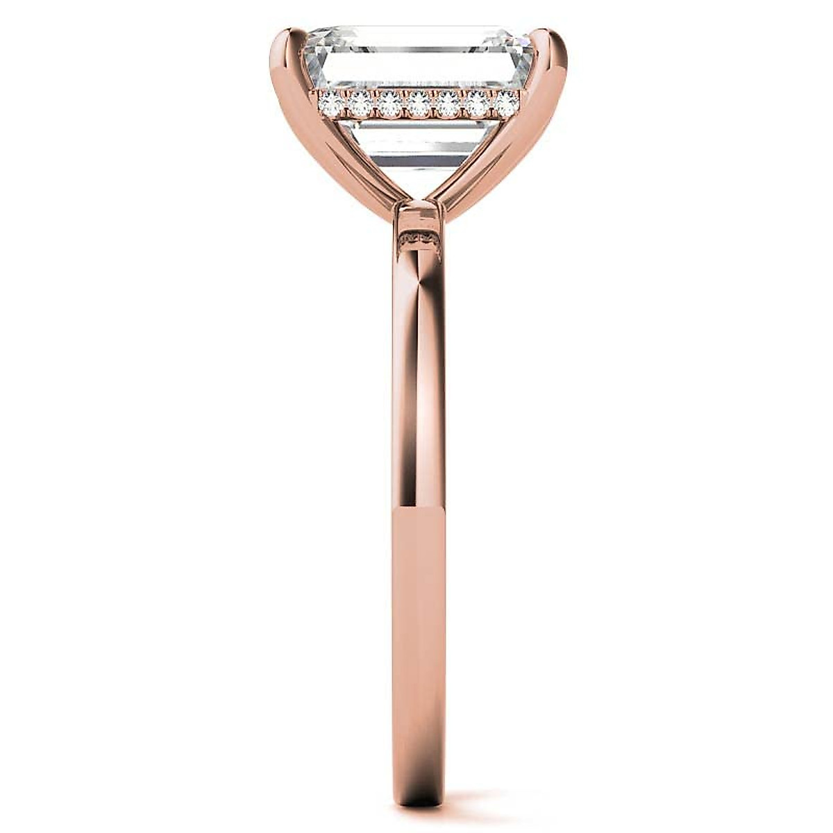 10K Solid Rose Gold Handmade Engagement Ring 1 CT Emerald Cut Moissanite Diamond Solitaire Wedding/Bridal Ring for Women/Her Propose Ring Set (7)