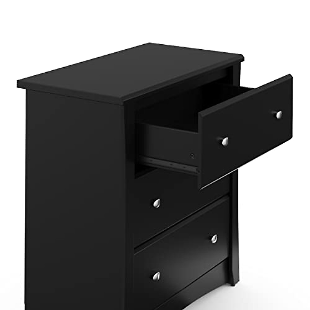 Storkcraft Crescent 3 Drawer Dresser (Black) – Baby and Kids Bedroom Organizer, Nursery Chest, Storage Dresser With Drawers, Universal Design