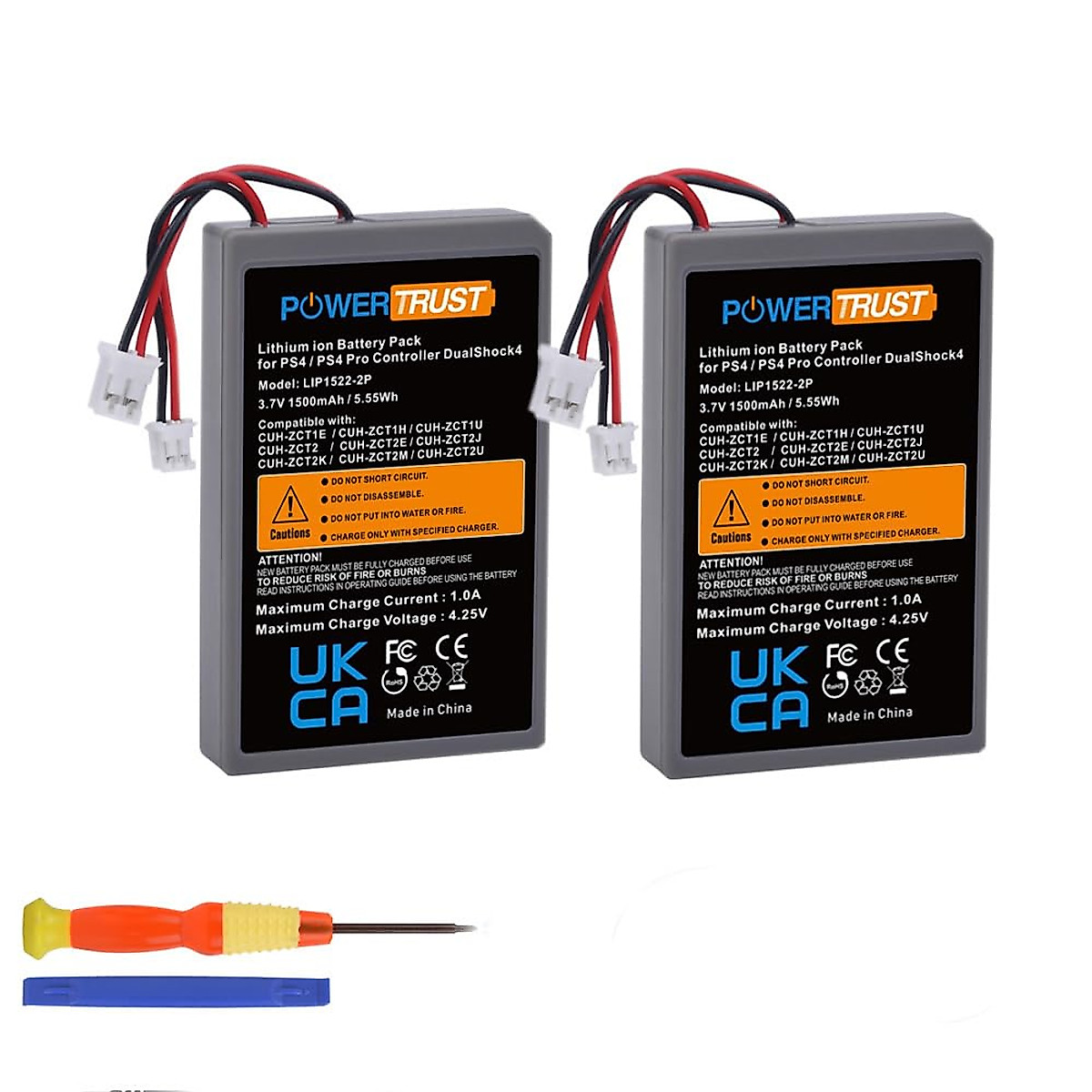 PowerTrust 1500mAh LIP1522 Replacement Battery Compatible with Sony PlayStation 4 PS4 and PS4 pro Dualshock 4 CUH-ZCT1E CUH-ZCT1H CUH-ZCT1H/B CUH-ZCT1H/R CUH-ZCT1U CUH-ZCT2 CUH-ZCT2U