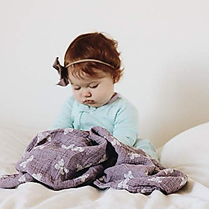 Ely's & Co. Muslin Swaddle Blanket 100% Soft Muslin Cotton 3 Pack 47"x 47" (Lavender Butterfly)