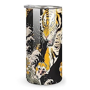 Japanese Tiger Wave Funny Coffee Mug Stainless Steel Travel Insulated Tumbler Double Wall Water Cup 10 Oz
