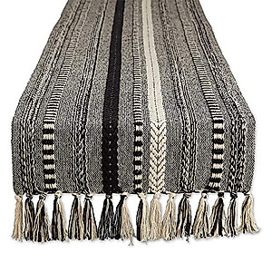 DII Farmhouse Braided Stripe Table Runner Collection, 15x72, Black