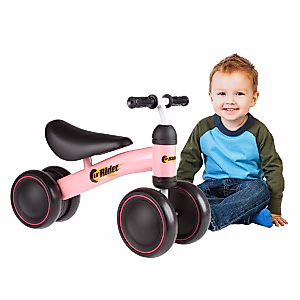 Ride On Mini Trike with Easy Grip Handles, Enclosed Wheels and No Pedals for Learning to Walk for Baby, Toddlers, Boys and Girls by Lil’ Rider (Pink)