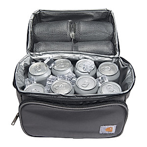 Carhartt Insulated 12 Can Two Compartment Lunch Cooler, Durable Fully-Insulated Lunch Box, Gray