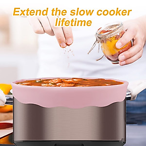 Silicone Slow Cooker Liner 6-8 Quart Compatible with Crockpot, Reusable Heat Resistant 6-8 Quart Slow Cooker Silicone Liner Slow Cooker Liner Bag for Crockpot Oval or Round Pots (Pink)
