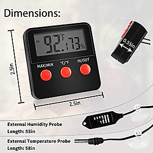 Simple Deluxe 60W Reptile Ceramic Heat Emitter Heat Lamp Bulb No Light Infrared Brooder Heater, Digital Thermometer and Hygrometer with Temp & Humidity Probe for Amphibian Tank/Egg Incubator