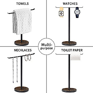 YINMIT Hand Towel Holder Stand, Bathroom Countertop Towel Rack with Wooden Base, Freestanding Kitchen Towel Rack, Heavy Duty T-Shape Face Towel Stand for Bathroom, Kitchen, Vanity (Style A)