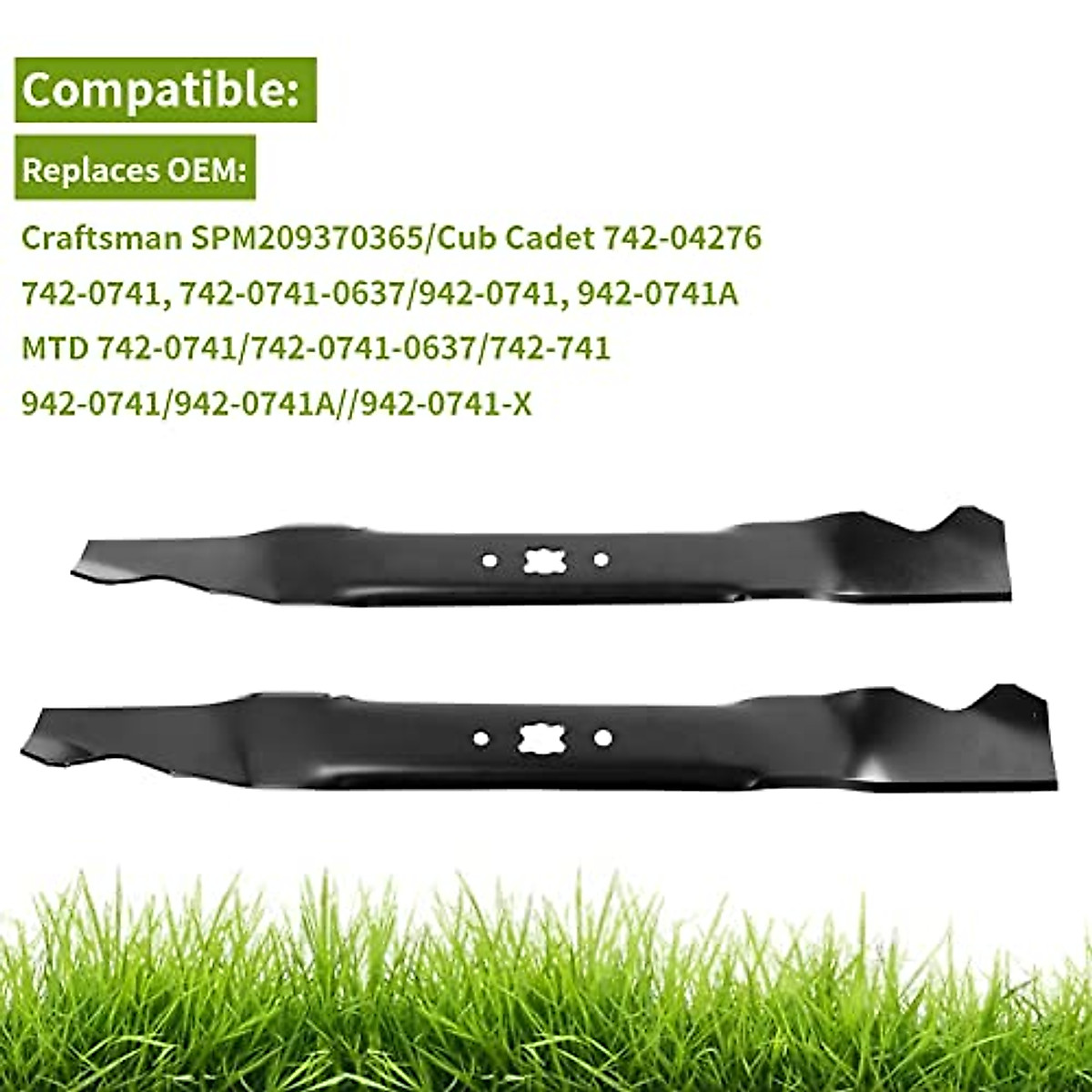 OTDSPARES 331528B Mulching Blade 742-04100, 742-0741, 742-0741A, 942-0741, 942-0741A for 21 Inch Cut Replaces MTD/Cub Cadet/Troy-Bilt, 2 Pack