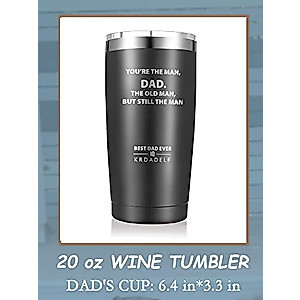 KRDADELF Dad Birthday Gifts from Daughter Son kids, 20oz Best Dad Wine Tumbler for Dad Who Wants Nothing Pocket Watch For Men Who Have Everything Gifts Idea for Fathers Day Christmas