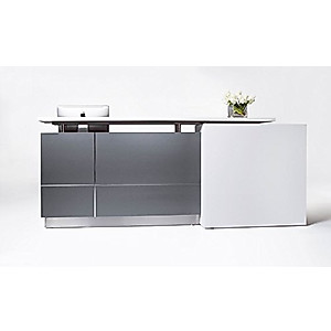 Modern Reception Desk (98") with White Quartz Stone Counter-TOP