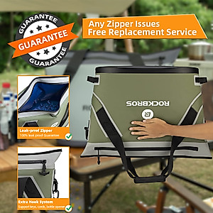 ROCKBROS Soft Cooler Insulated Leak Proof Cooler Bag Portable 36 Can Large Soft Sided Coolers Waterproof Insulated Pack Cooler for Travel, Beach, Camping, Picnic, Lunch, Fishing, Floating, Party, Work